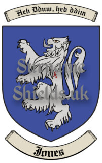 Jones (Welsh Coat of Arms or 'Family Crest') Surname Shield Image